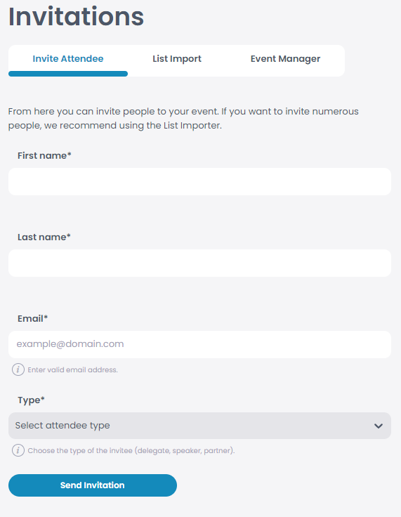 Organizers – Attendees – Invitations – hubs101