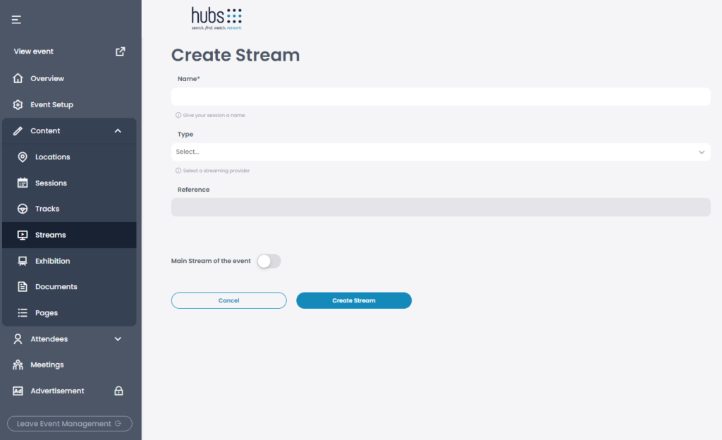 Organizers – Content – Stream – hubs101
